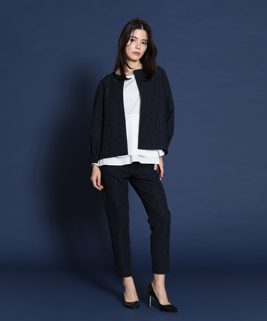 BEATRICE NAVY】ジャガードジャケット – FACE SANS FARD BEATRICE NAVY】ジャガードジャケット – FACE SANS FARD