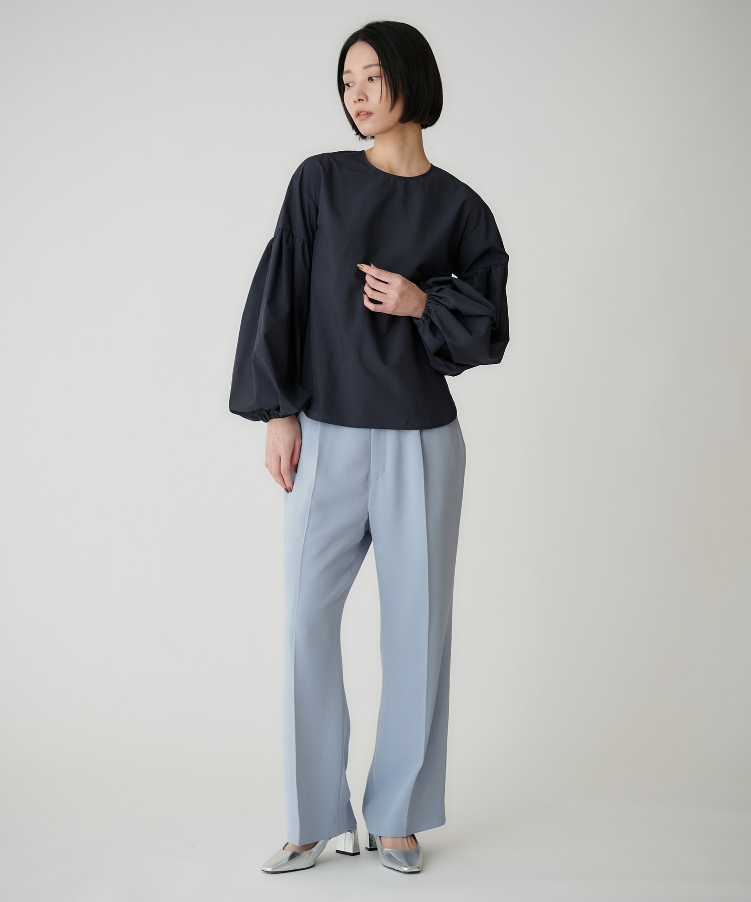 ボリュームスリーブタフタブラウス – FACE SANS FARD